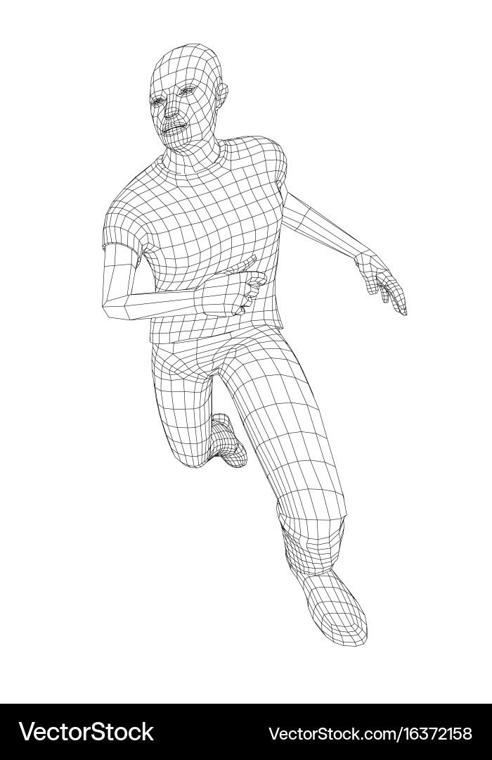 Wire frame running man Royalty Free Vector Image