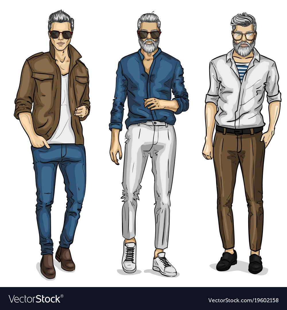 Young man models Royalty Free Vector Image - VectorStock