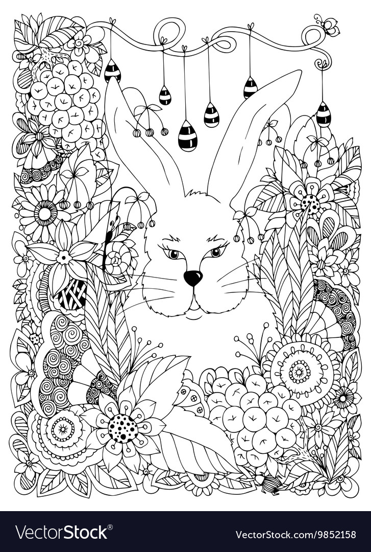 Zen tangle rabbit Royalty Free Vector Image - VectorStock