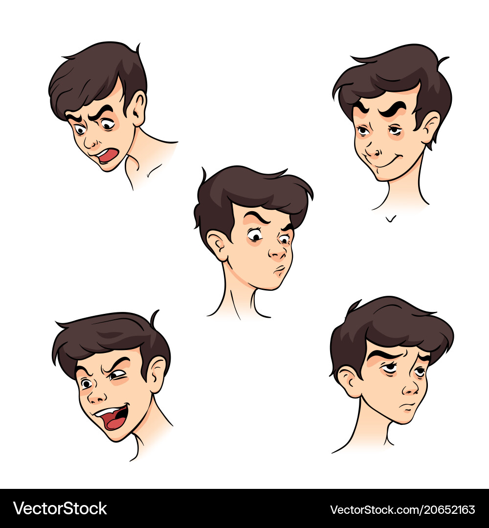 A colorful set of boy emotions Royalty Free Vector Image