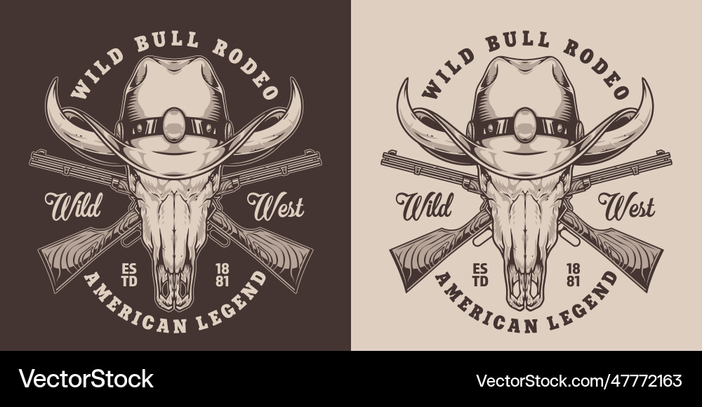 Bull rodeo vintage flyer monochrome Royalty Free Vector