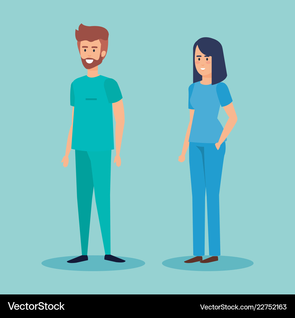 Doctors couple avatars characters Royalty Free Vector Image