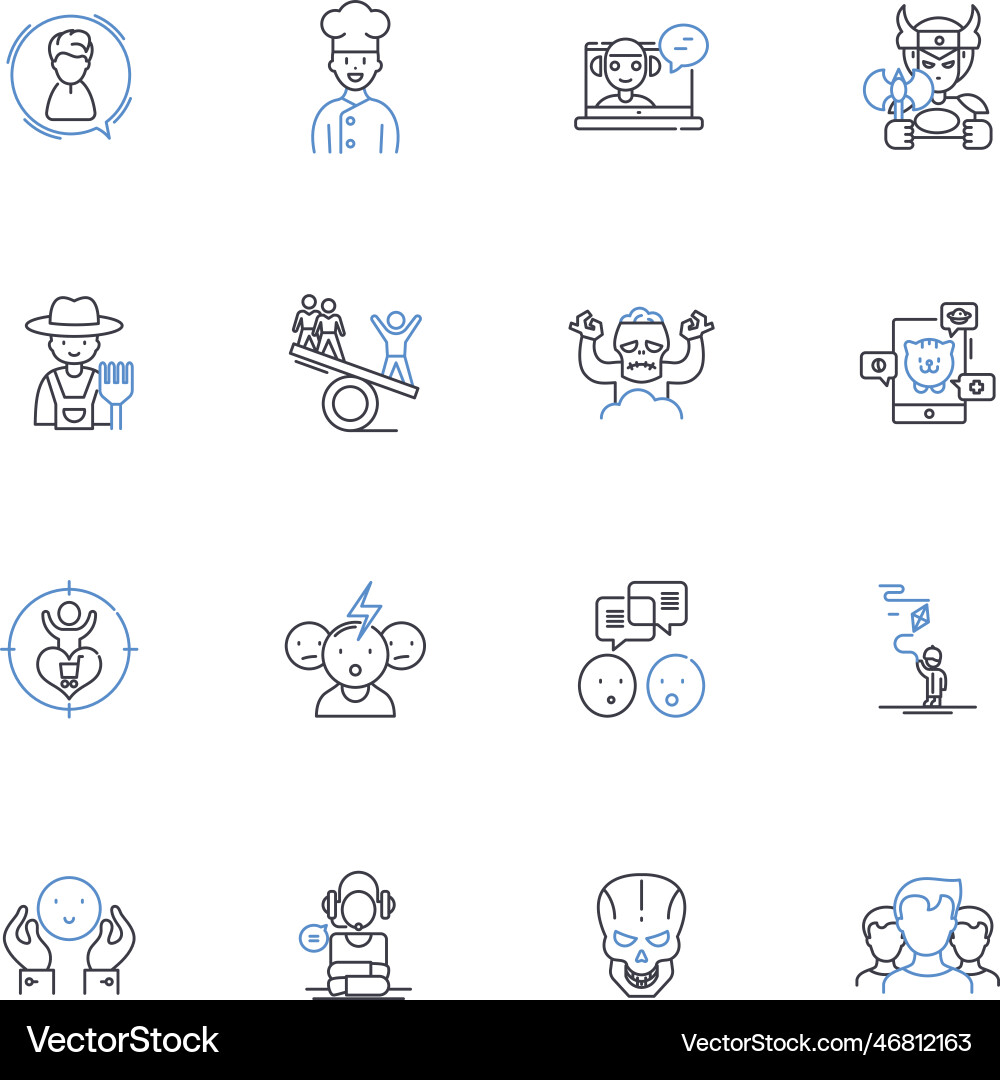 Droll people line icons collection humorous Vector Image