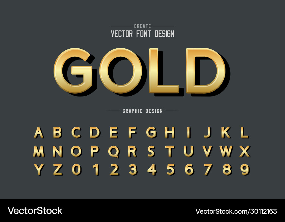 Gold font and alphabet golden design typeface Vector Image