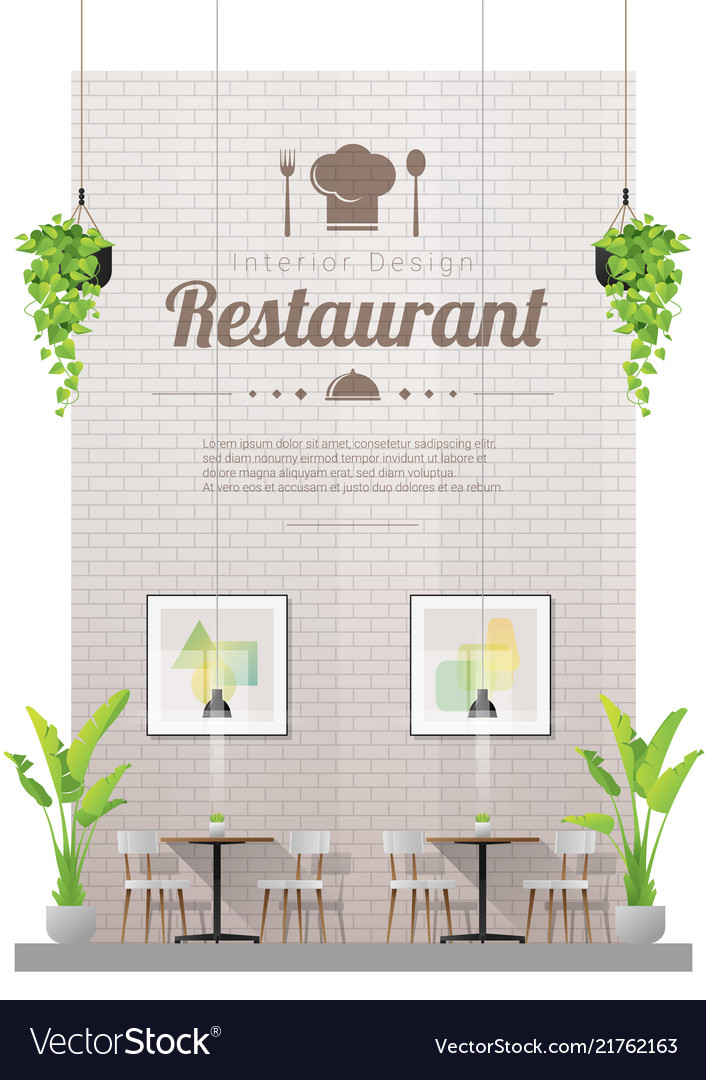 Interior background with modern restaurant Vector Image