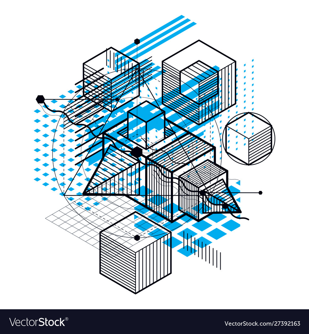 Isometric abstraction with lines and different Vector Image