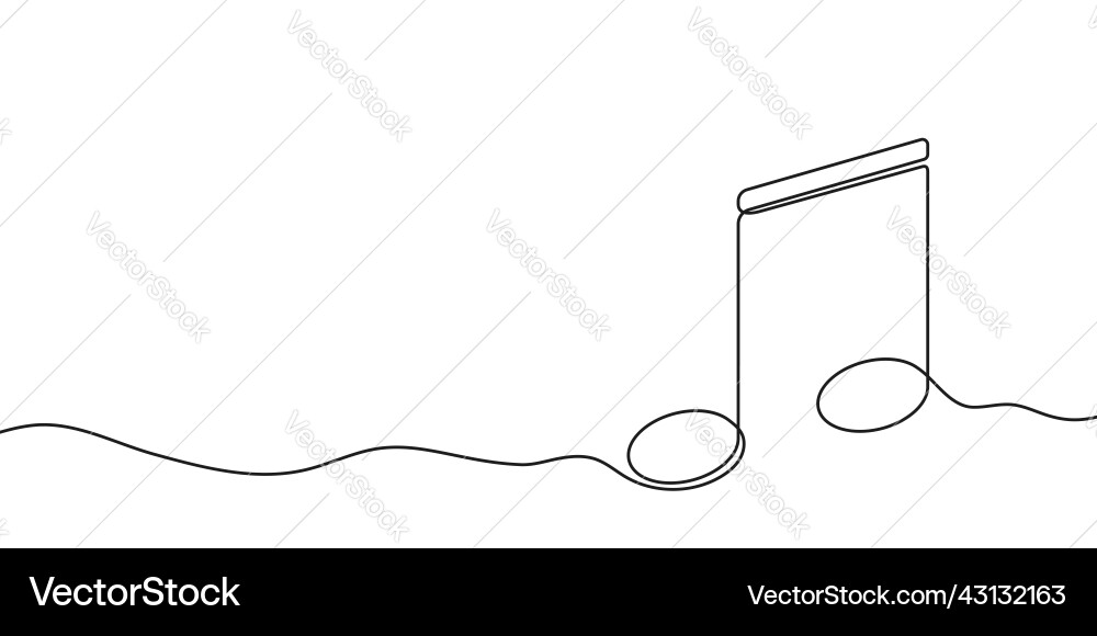 One continuous line of music note musical Vector Image