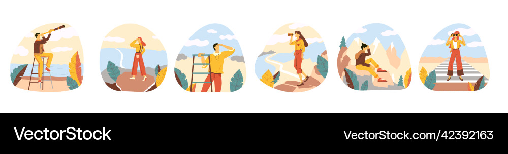 Persons look distance man look beyond horizon Vector Image