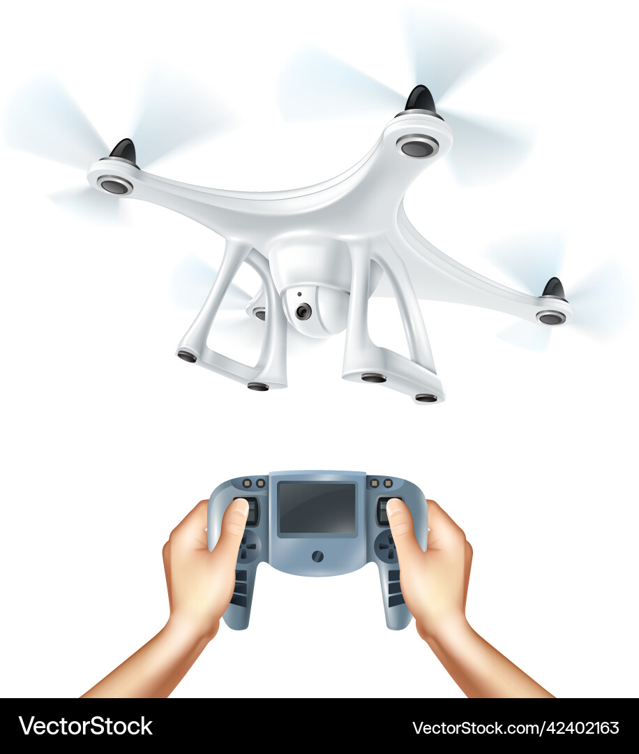 Realistic drone Royalty Free Vector Image - VectorStock