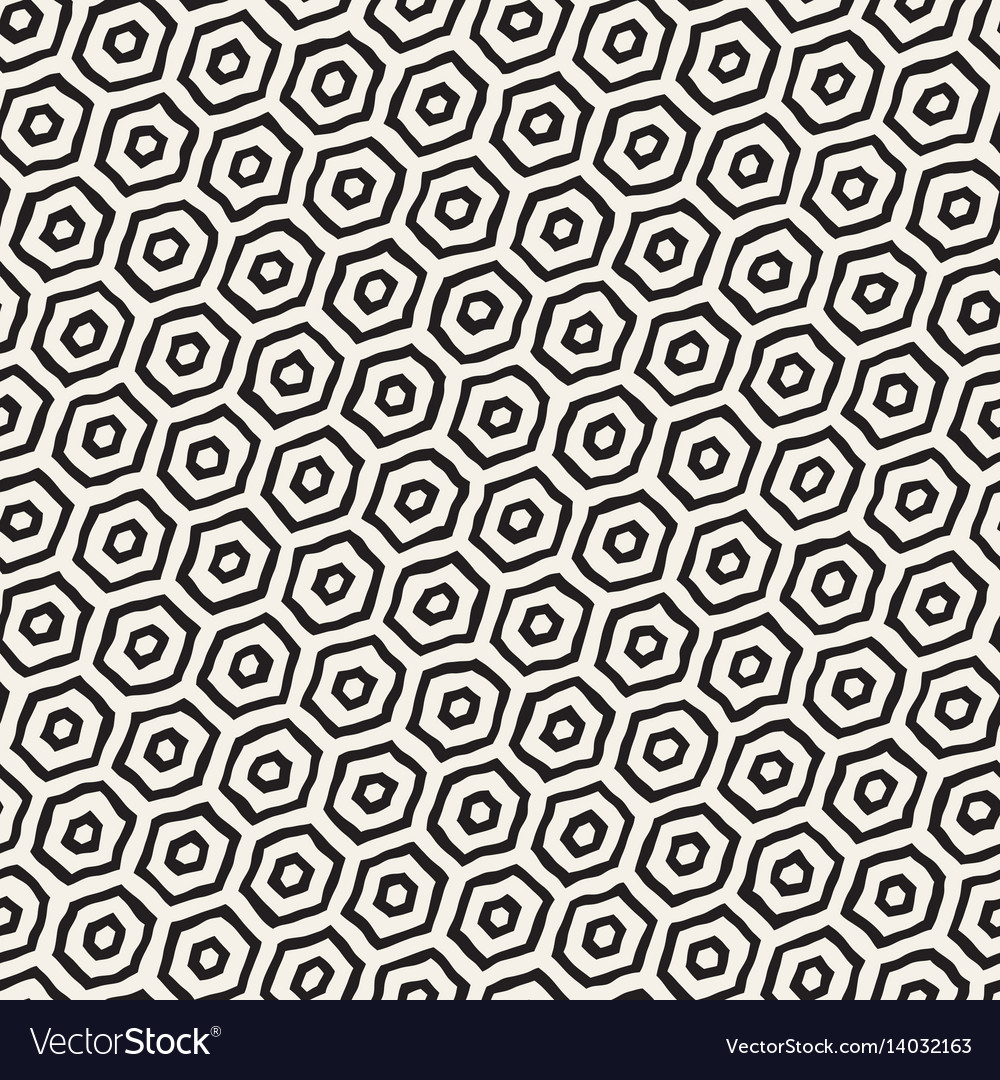 Seamless black and white pattern with hexagon Vector Image