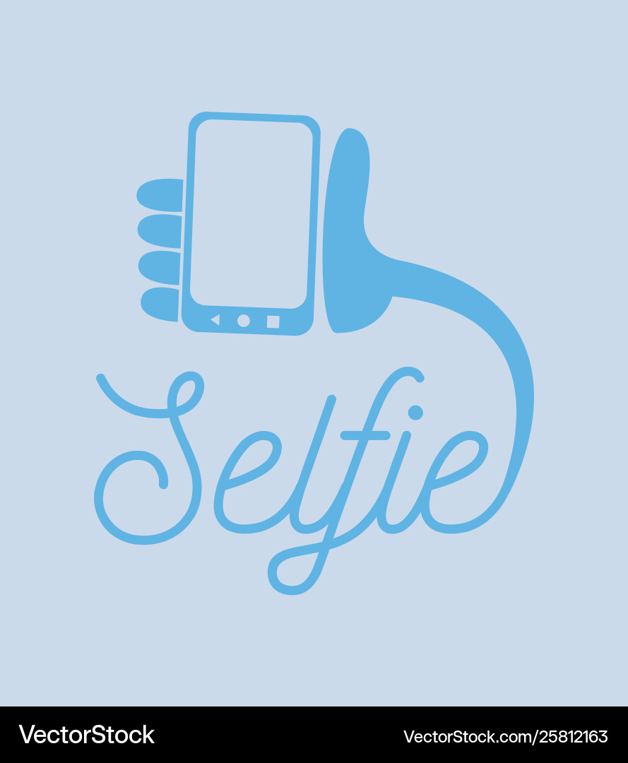 Selfie inscription hand cellphone icon Royalty Free Vector
