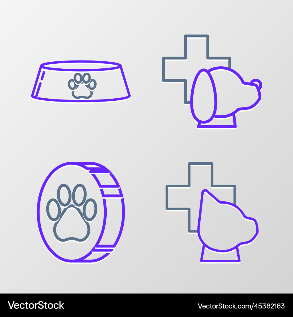 Set line veterinary clinic symbol paw print Vector Image