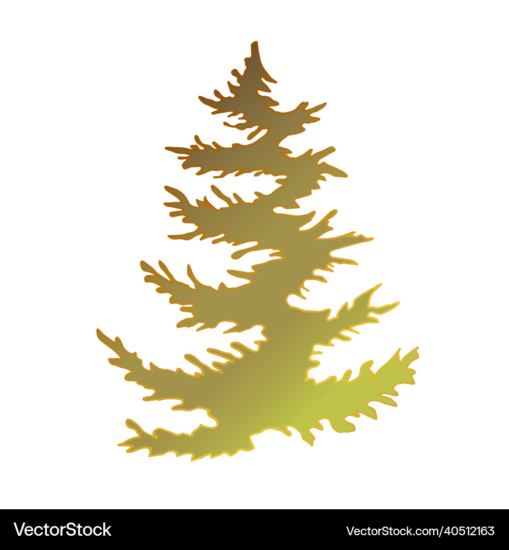 Shiny christmas tree golden Royalty Free Vector Image