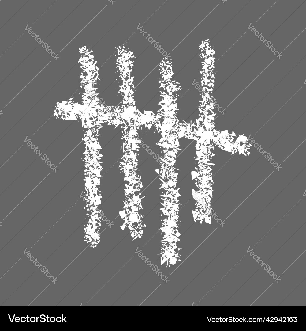 White chalk drawn tally mark isolated on gray Vector Image