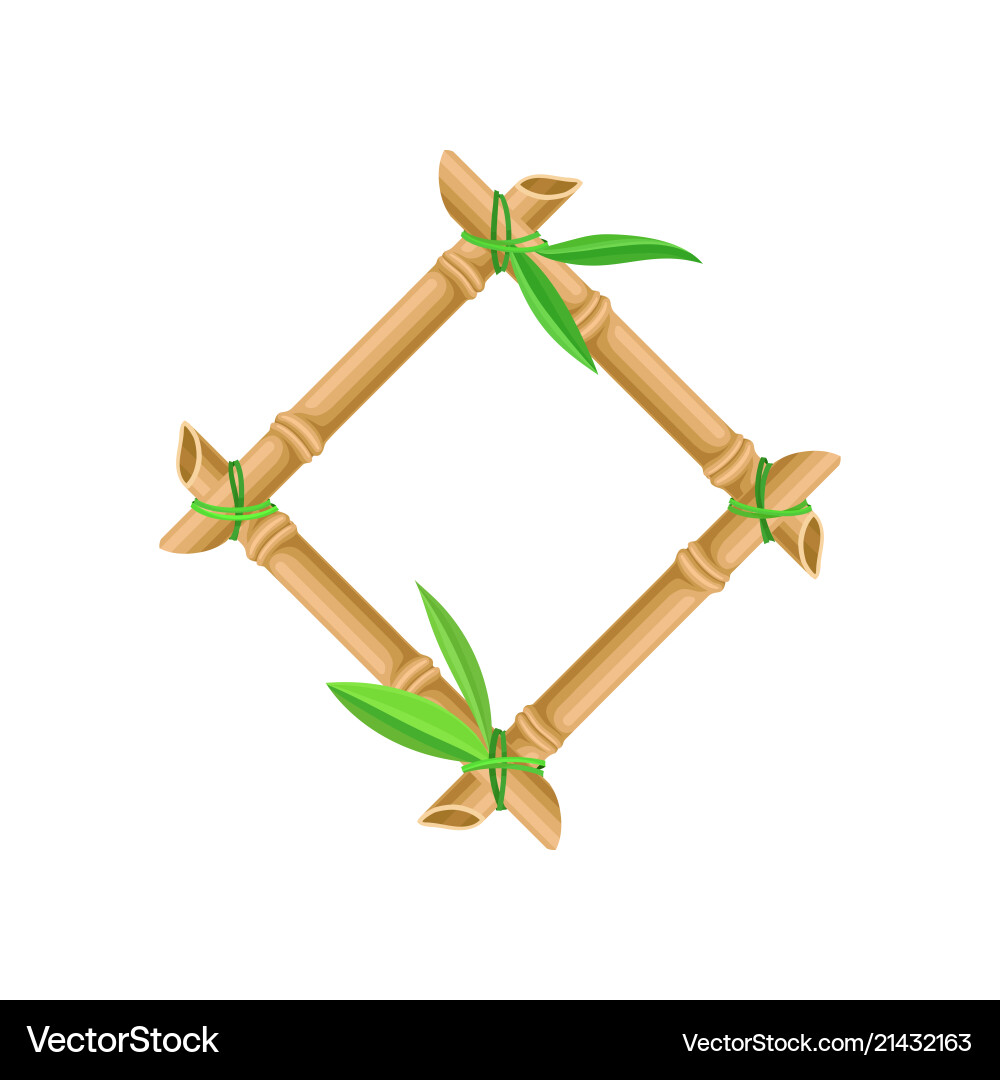 Wooden frame made of bamboo sticks Royalty Free Vector Image