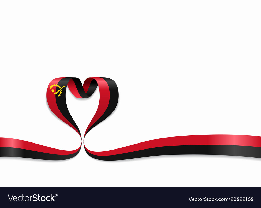 Angolan flag heart-shaped ribbon Royalty Free Vector Image