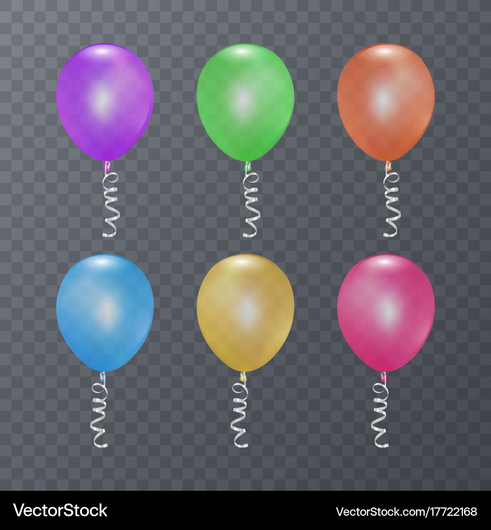 Colorful festive balloons on transparent Vector Image