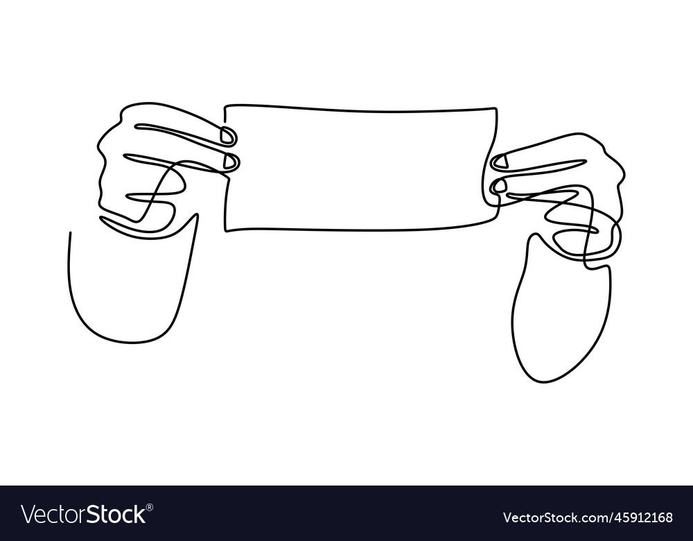Continuous one line drawing of a hand holding Vector Image