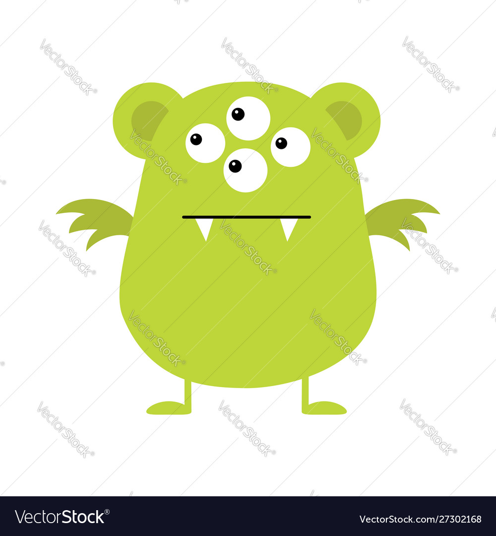 Cute Green Monster Icon Happy Halloween Cartoon Vector Image