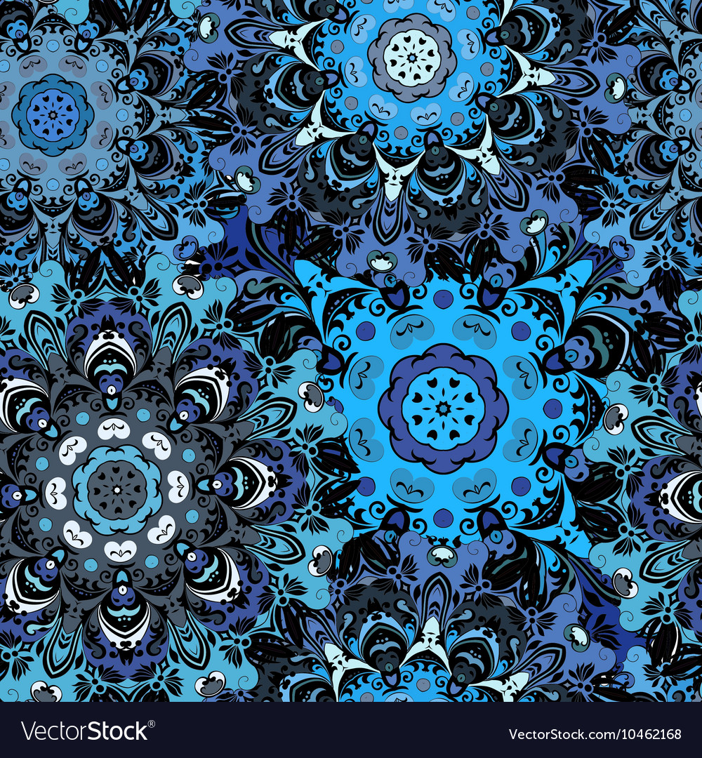 Deep blue colored seamless pattern with eastern Vector Image