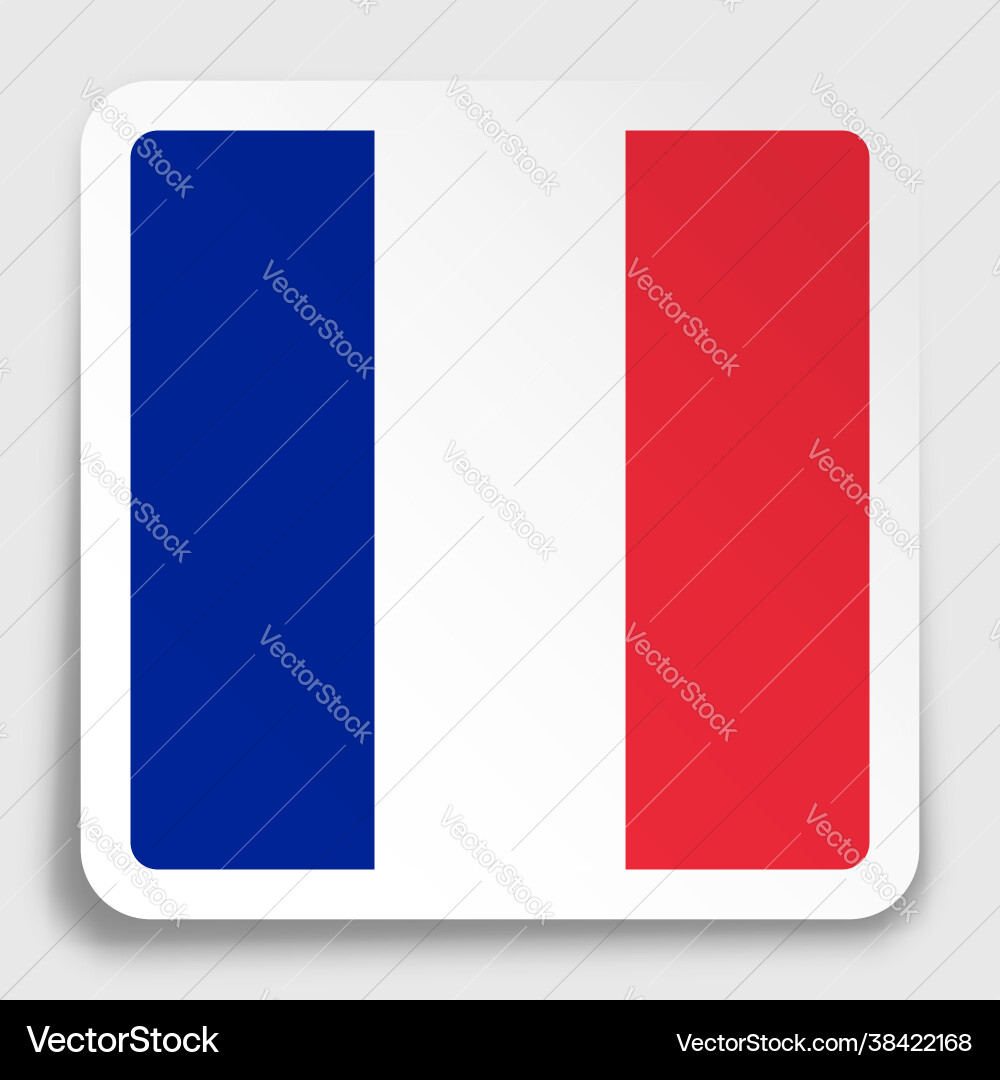 France flag icon on paper square sticker Vector Image
