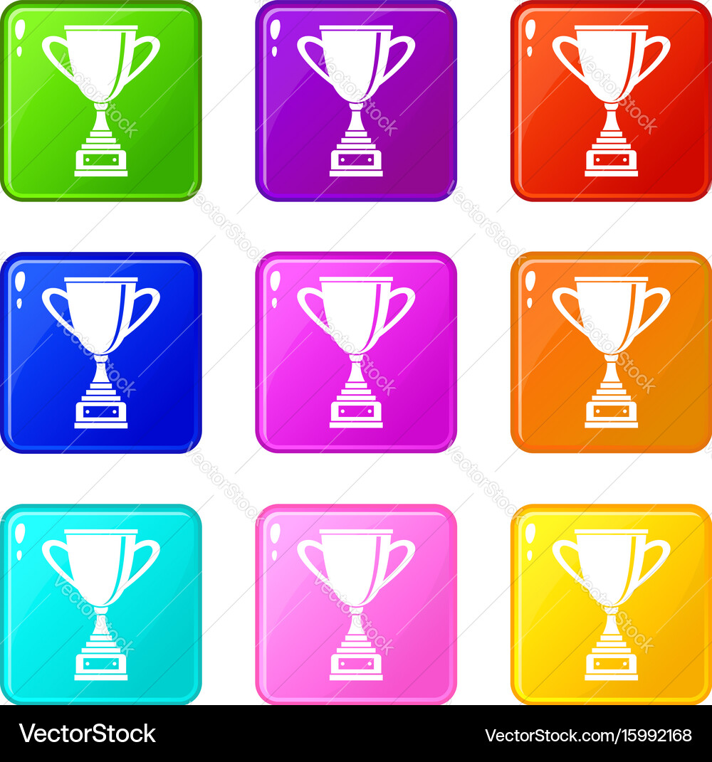 Gold cup for championship set 9 Royalty Free Vector Image