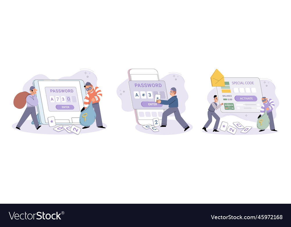 Hacker activity big set hacking computer Vector Image