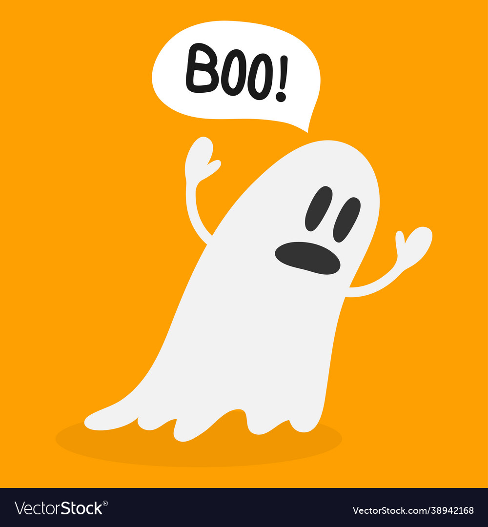 Halloween ghost with speech bubble that says boo Vector Image