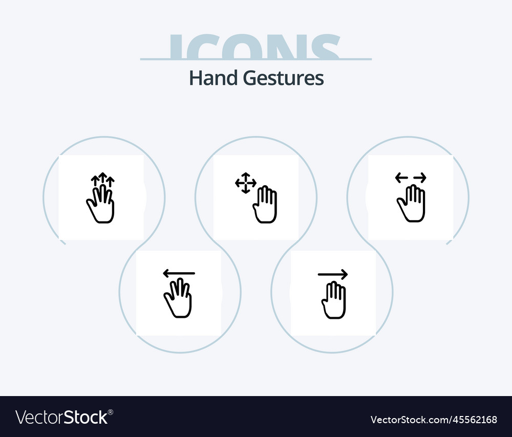 Hand gestures line icon pack 5 icon design arrow Vector Image