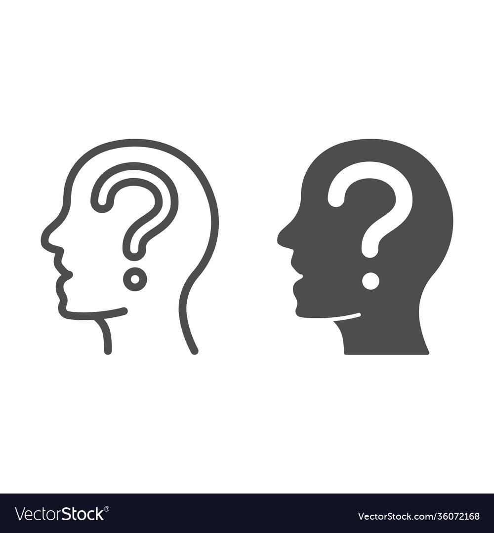 Human head and question line and solid icon Vector Image