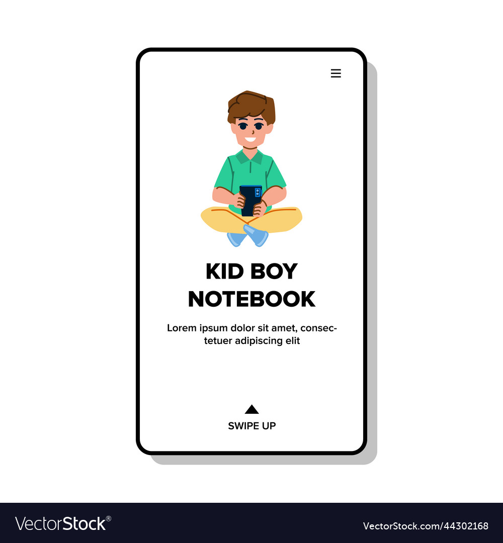 Kid boy notebook Royalty Free Vector Image - VectorStock