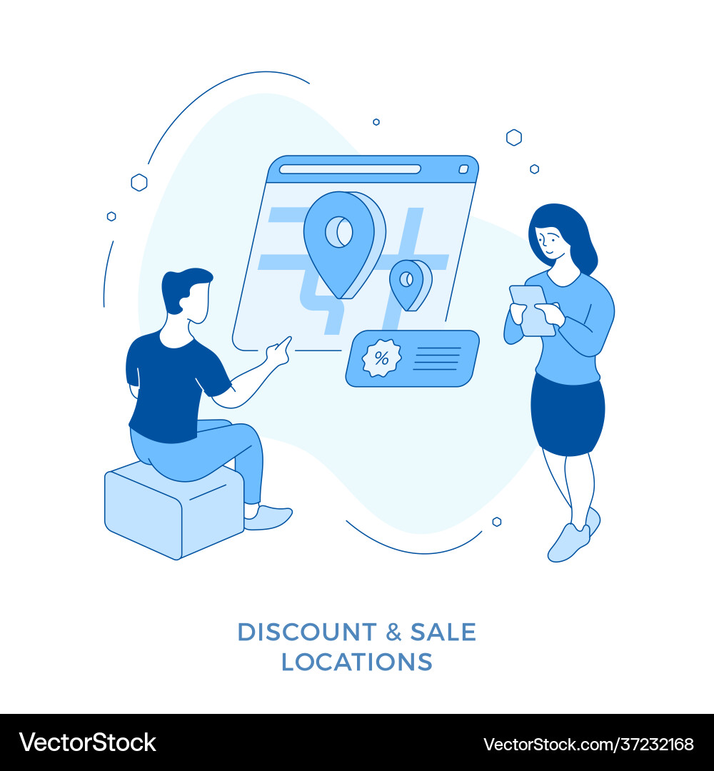 Linear flat discount and sale locations male Vector Image