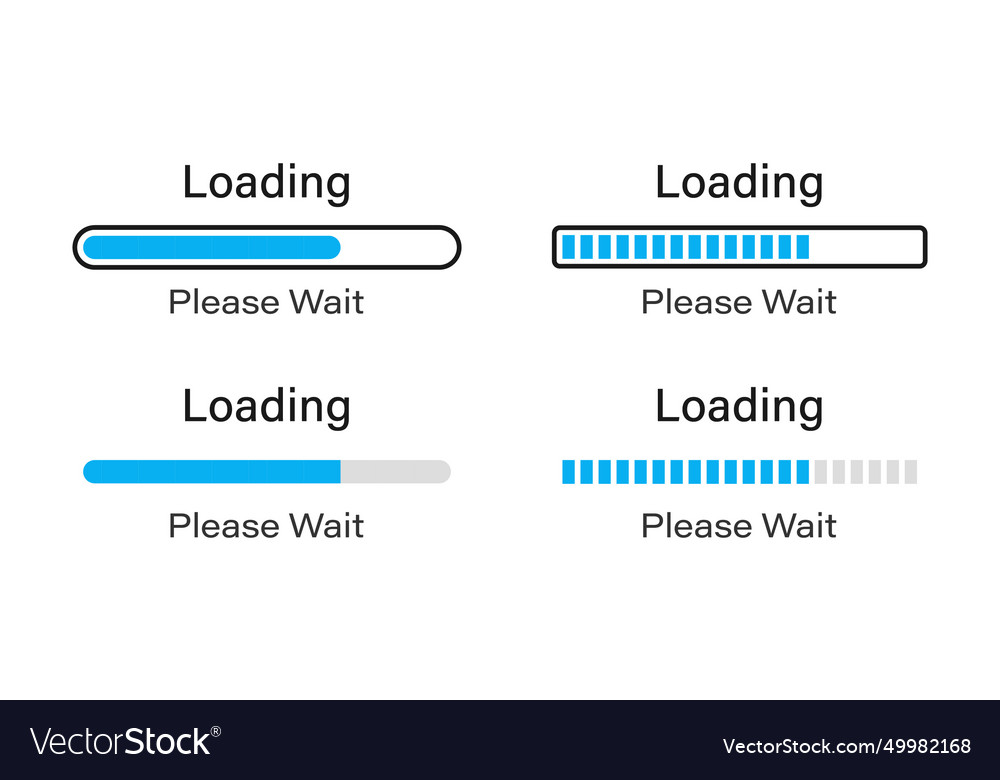 Loading please wait symbol icon set in blue Vector Image