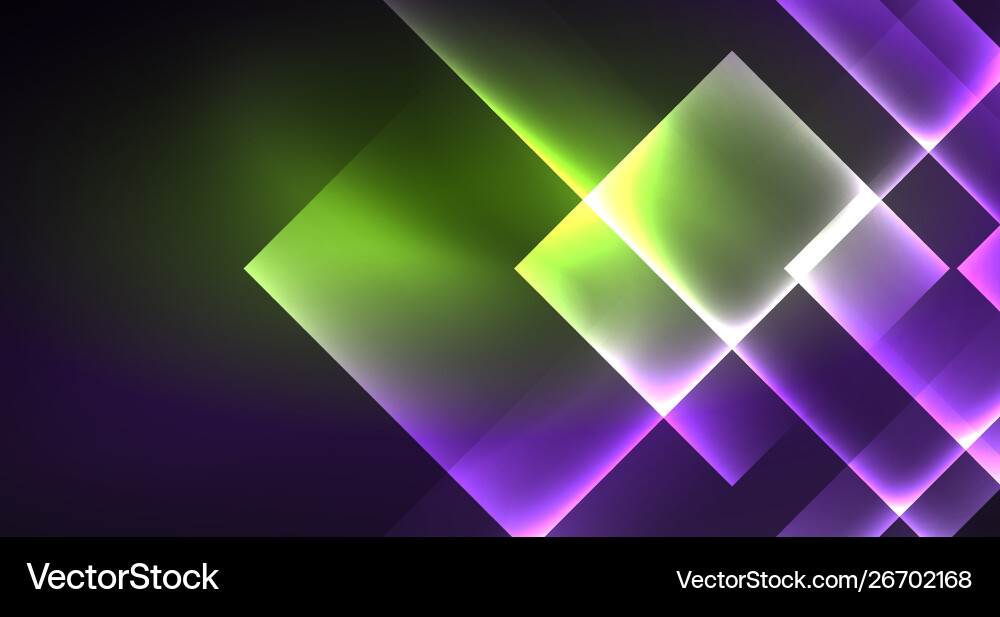Neon shiny color squares on black modern template Vector Image