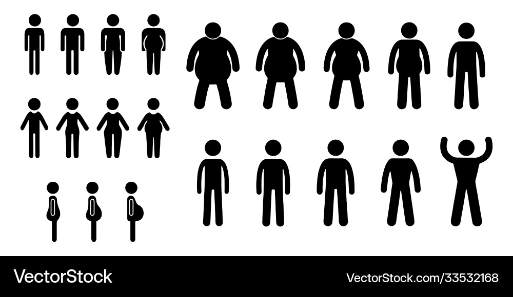 Overweight people icons isolated on white Vector Image
