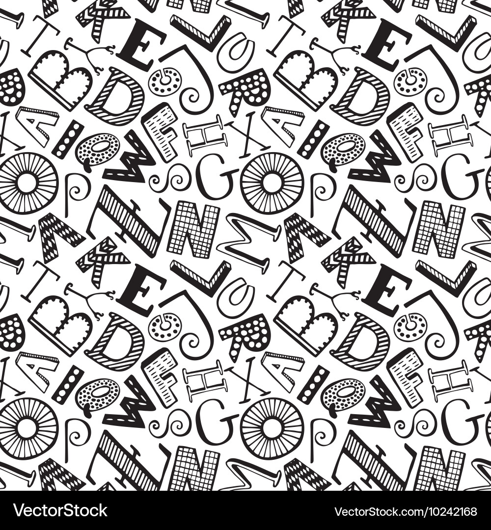 Seamless pattern with hand drawn fancy alphabet Vector Image