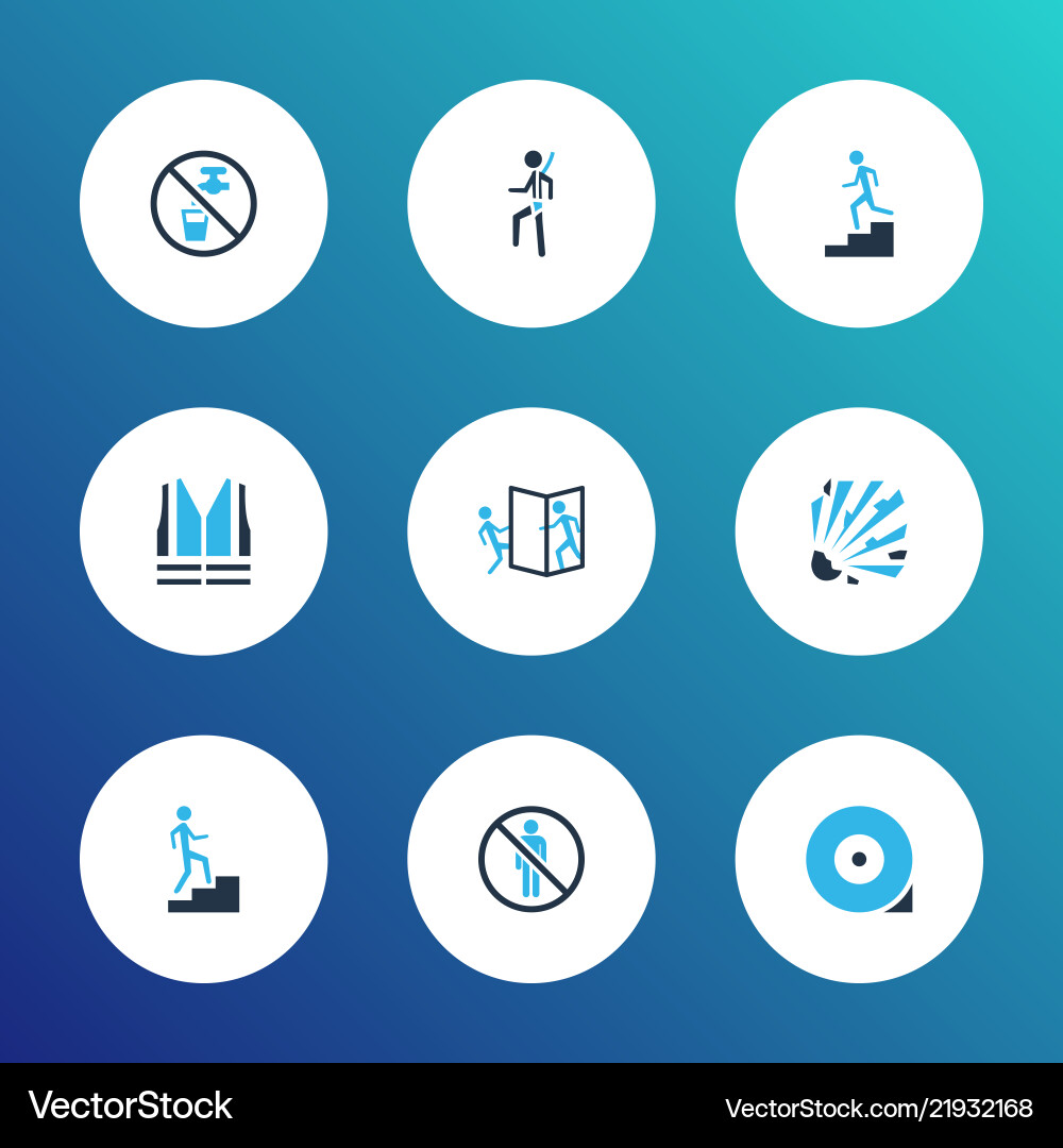 Sign icons colored set with safety vest explosive Vector Image