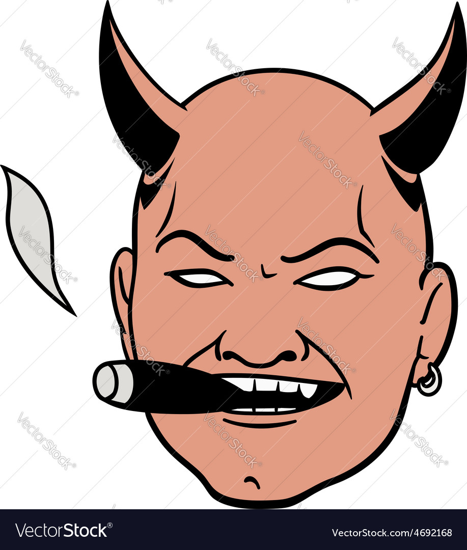 Smoking devil head Royalty Free Vector Image - VectorStock