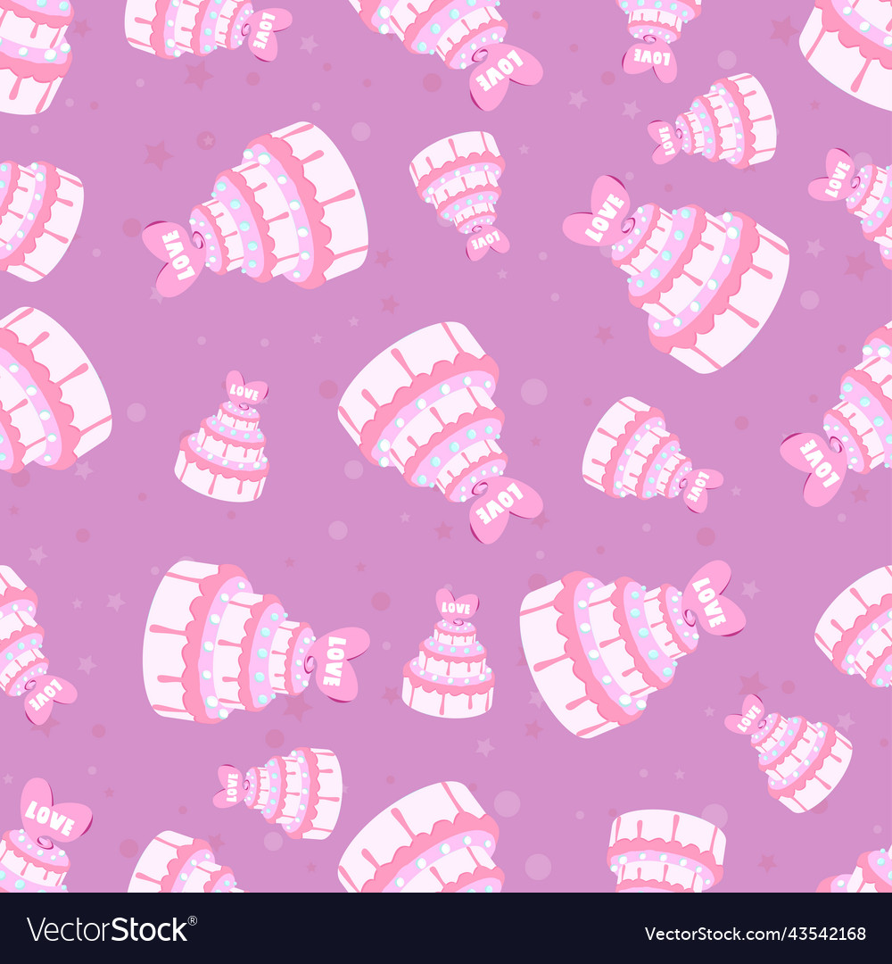 Violet lovely cake seamless pattern Royalty Free Vector