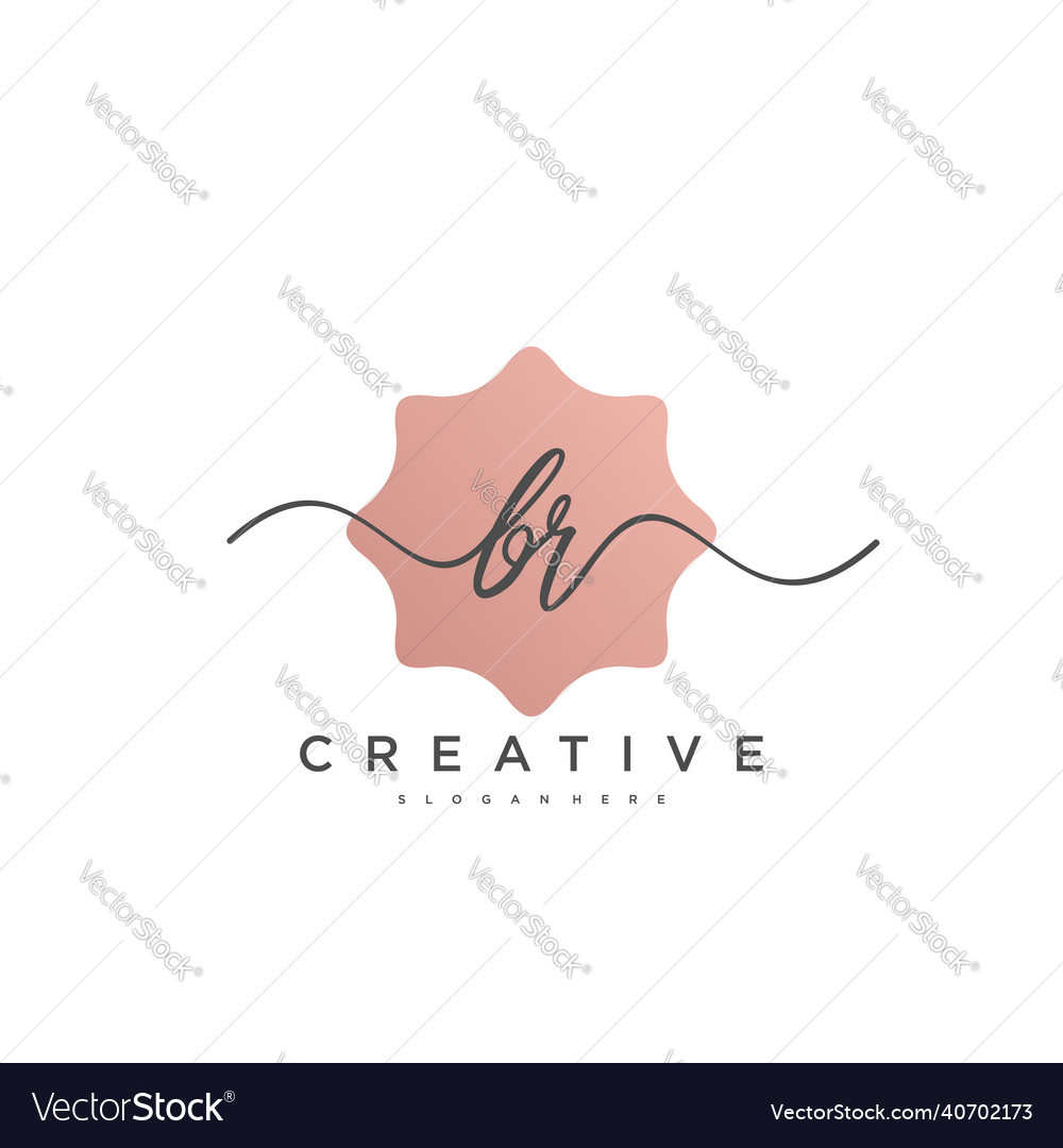 Br initial handwriting minimalist geometric logo Vector Image Br initial handwriting minimalist geometric logo Vector Image