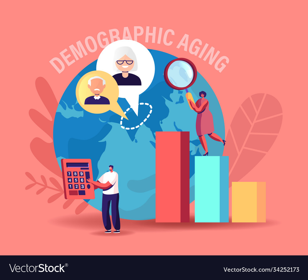 Demographic aging concept statistics data Vector Image