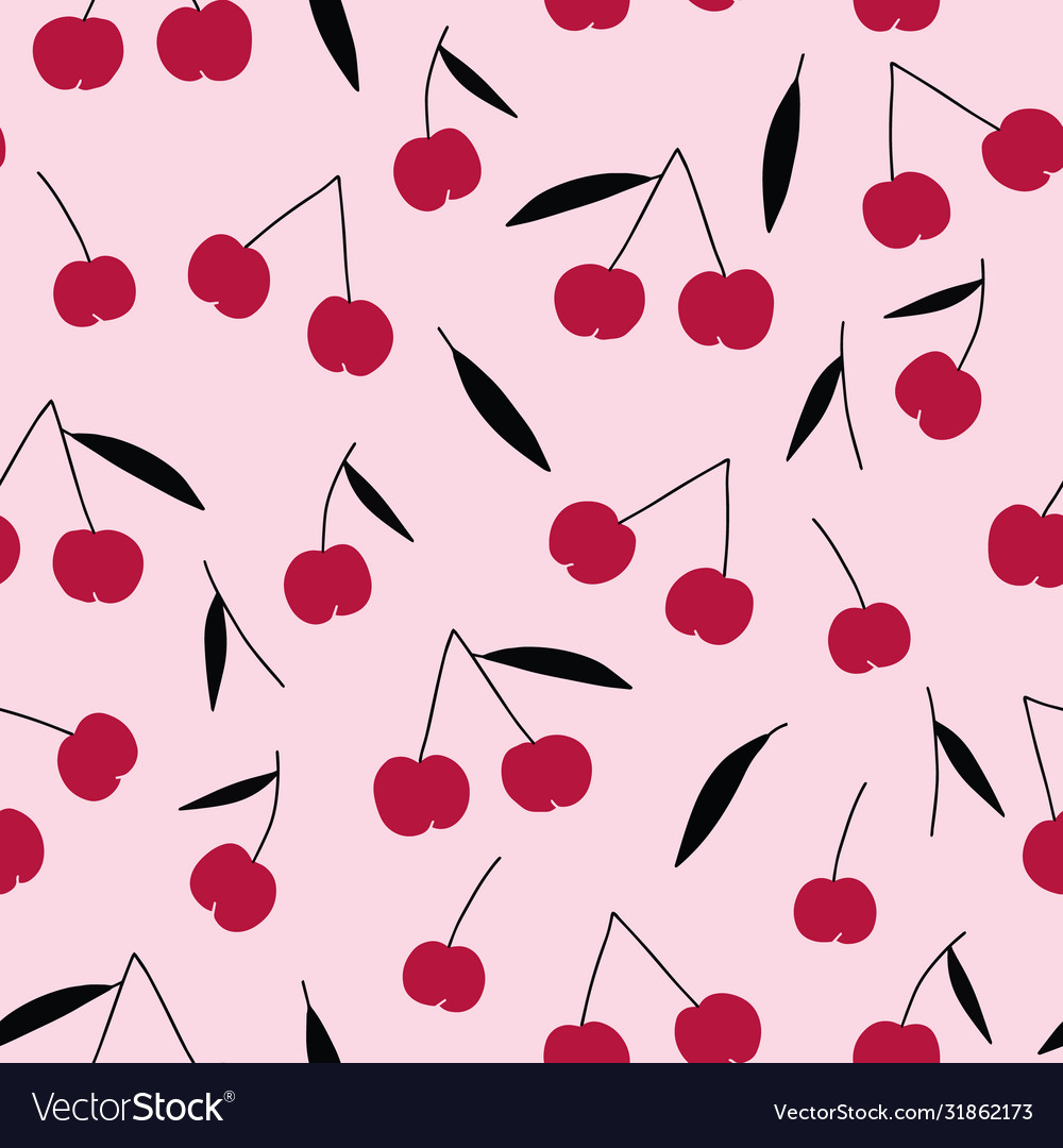 Doodle fruit pattern in pink Royalty Free Vector Image