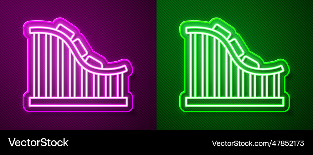 Glowing neon line roller coaster icon isolated Vector Image