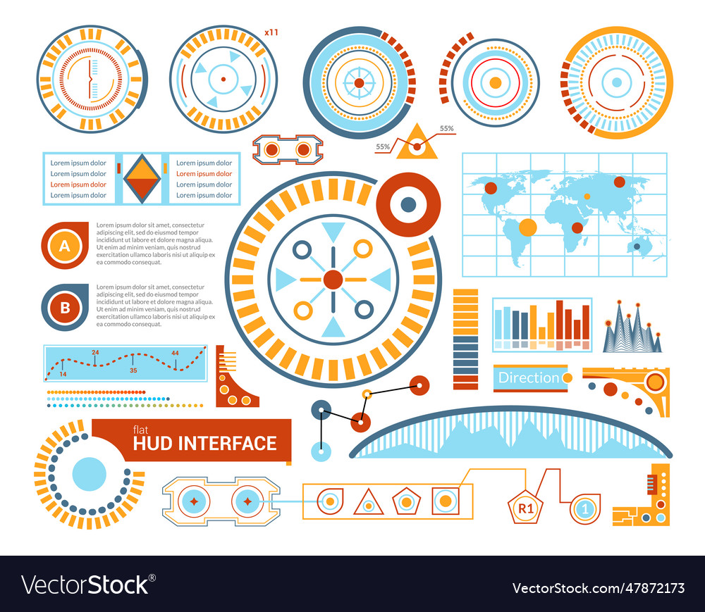 Hud interface flat interface flat Royalty Free Vector Image