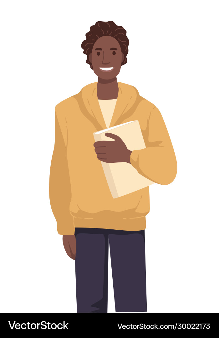 International student with book african american Vector Image