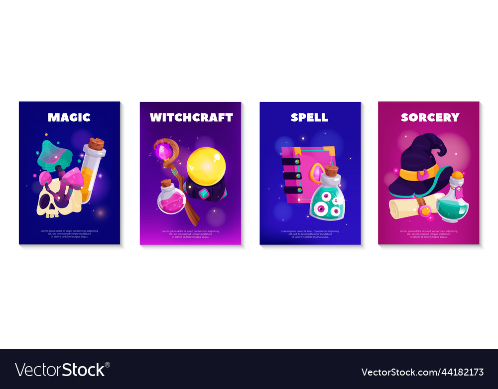 Magic Spell Poster Set Royalty Free Vector Image
