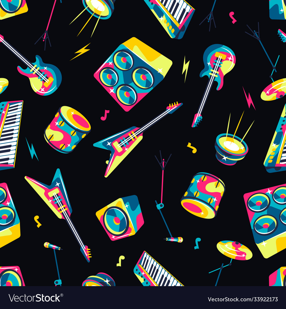 Pattern with musical instruments Royalty Free Vector Image
