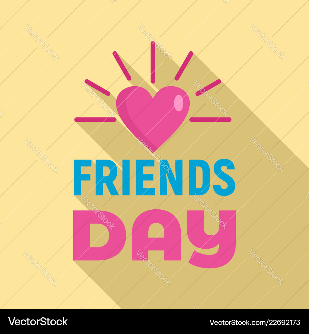 Sunny heart friends day logo flat style Royalty Free Vector