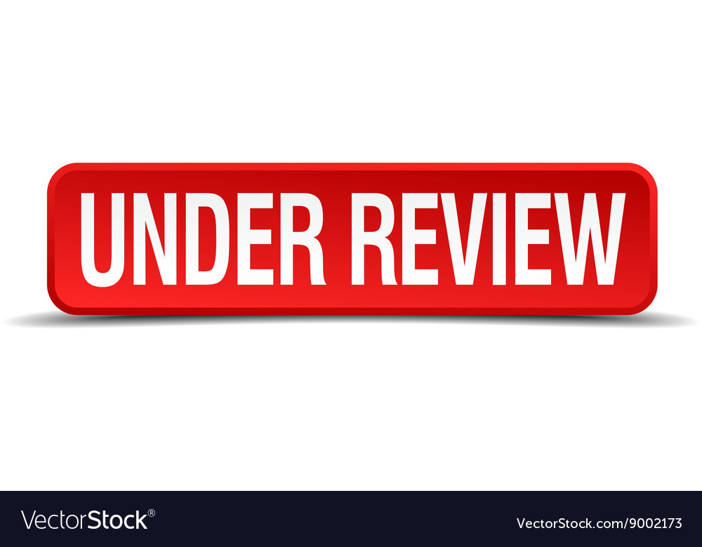 Under review red 3d square button isolated Vector Image