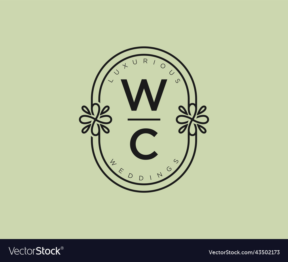 Wc initials letter wedding monogram logos Vector Image